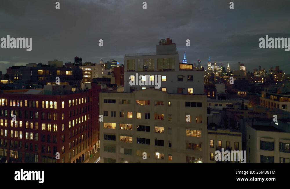 Aerial Panorama of Midtown Manhattan from SoHo, Night View, Gotham City ...