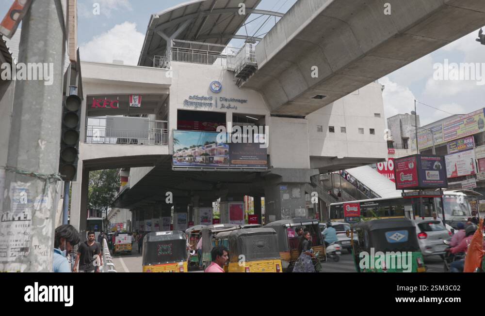 Dilsukhnagar metro train station in hyderabad, telangana with road and ...