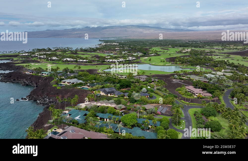 Aerial golf course luxury homes Kona Hawaii 2 4K Stock Video Footage - Alamy