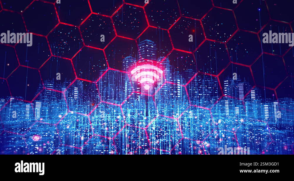 Smart High Tech City Covered By High Speed Wireless Internet Stock ...