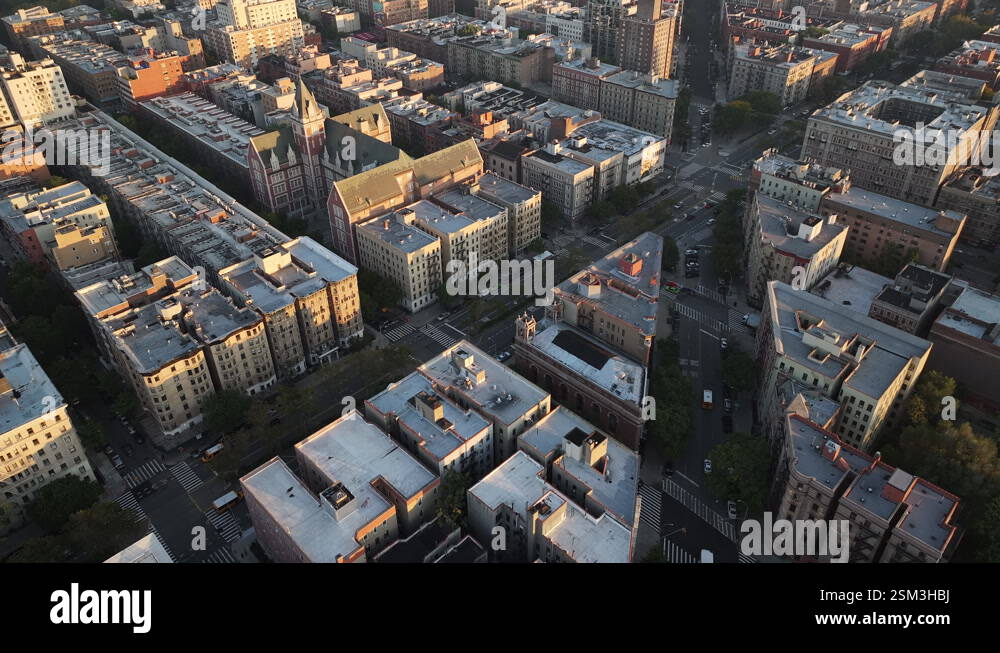 Aerial shot of Harlem at sunrise Stock Video Footage - Alamy
