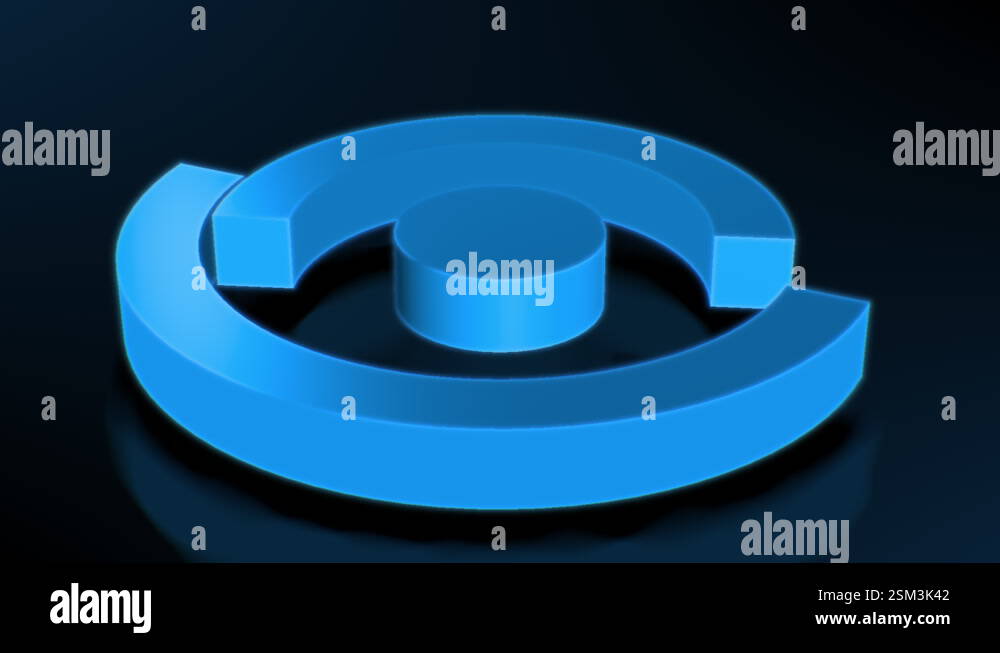 Animation loop of two blue arcs rotating around a center cone and casting Stock Video Footage ...