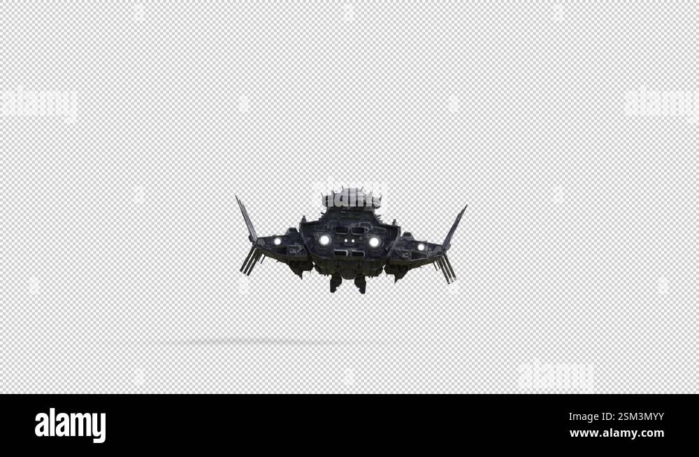 Giant spaceship landing, back view, black background suitable for ...
