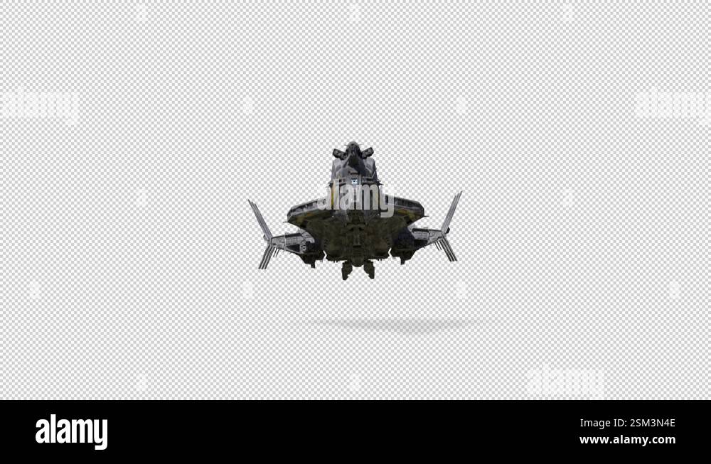 Giant spaceship landing, front view, black background suitable for ...