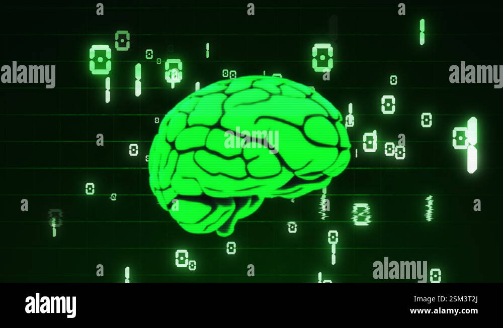 Green cyber animation digital technology in human memory brain learning ...