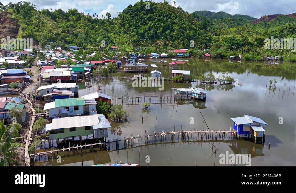 Rural settlements on top of the bamboo foundations hut houses built on ...