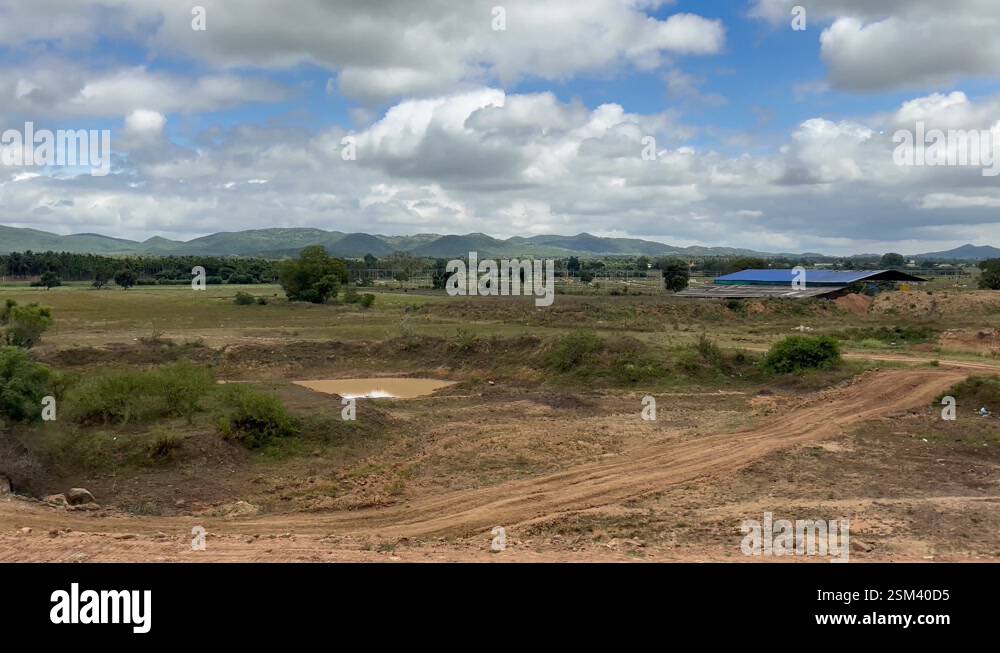 Travelling by Car, observing the country side through window. Side View ...