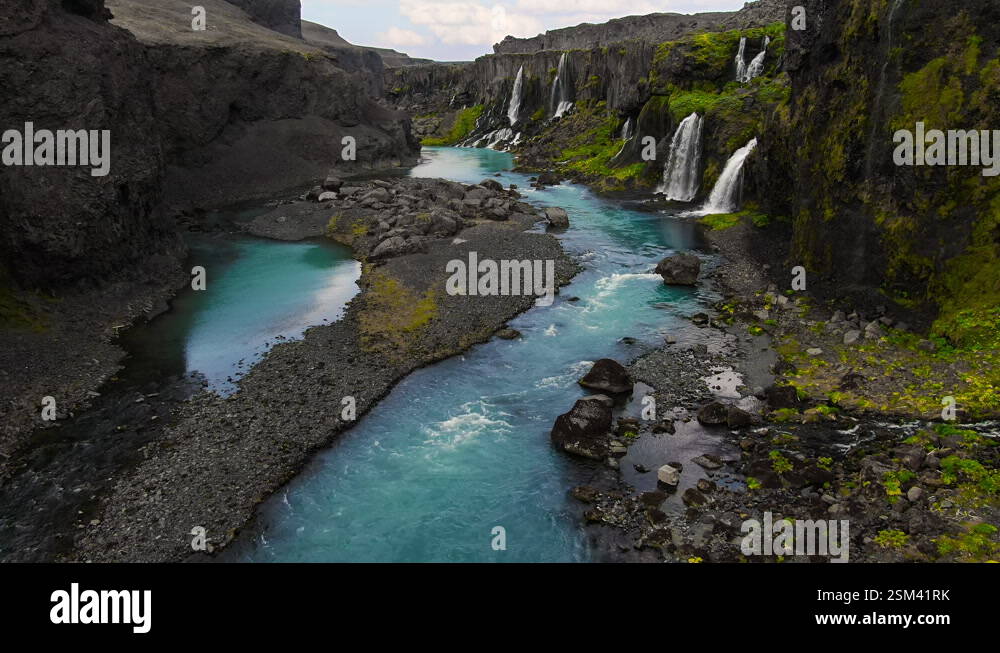 fantasy like oasis waterfall canyon valley of tears Sigoldugljufur ...