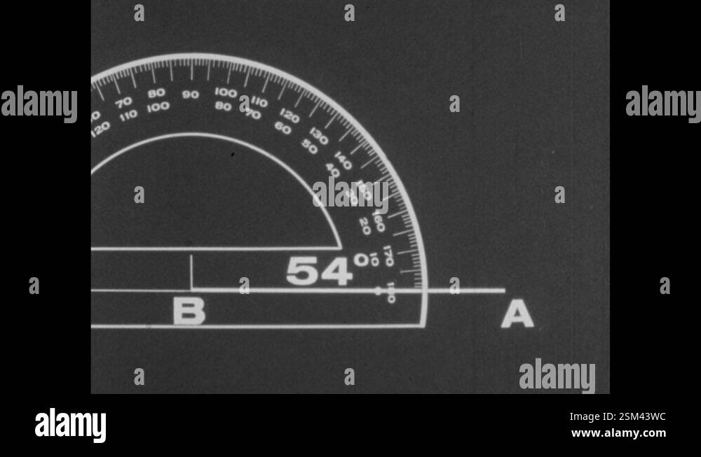 1960s: Fifty-four degrees. Line with letters A and B on opposite ends ...
