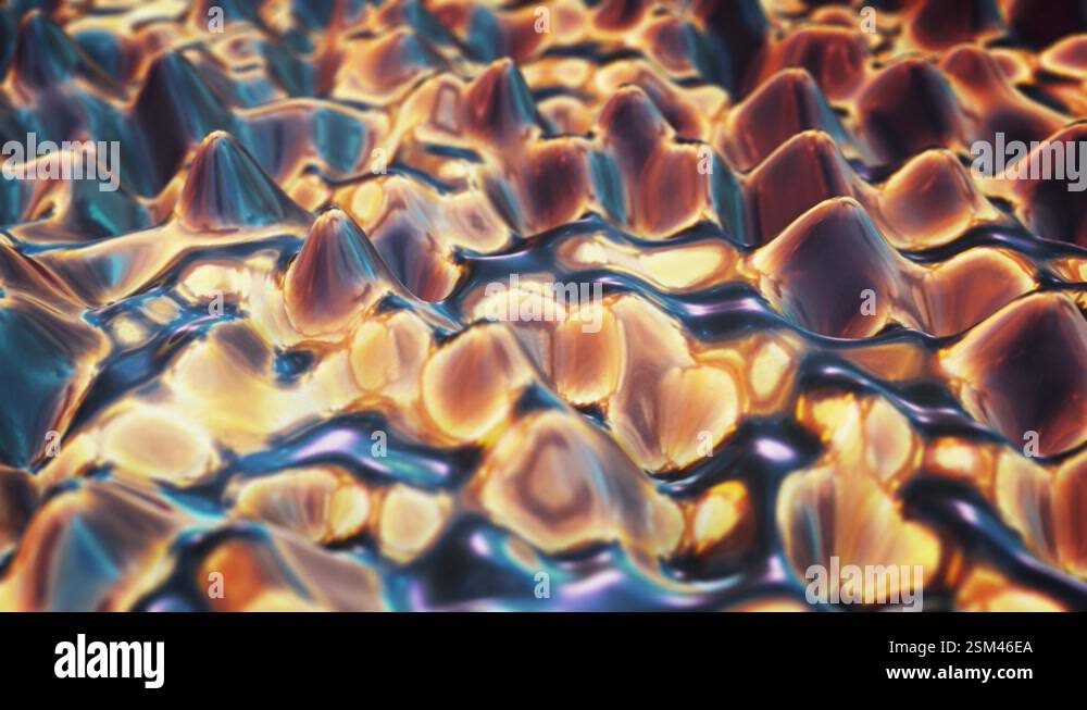 Glossy Metal Liquid With Seamless VJ Loop Visual In Animated 3D. Close ...