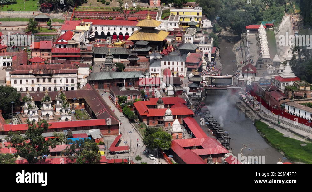 Pashupatinath Temple Kathmandu Nepal, Drone shot, UNESCO World Heritage ...