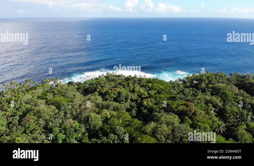 Jungle and pacific ocean viewed from above with no roads or homes ...