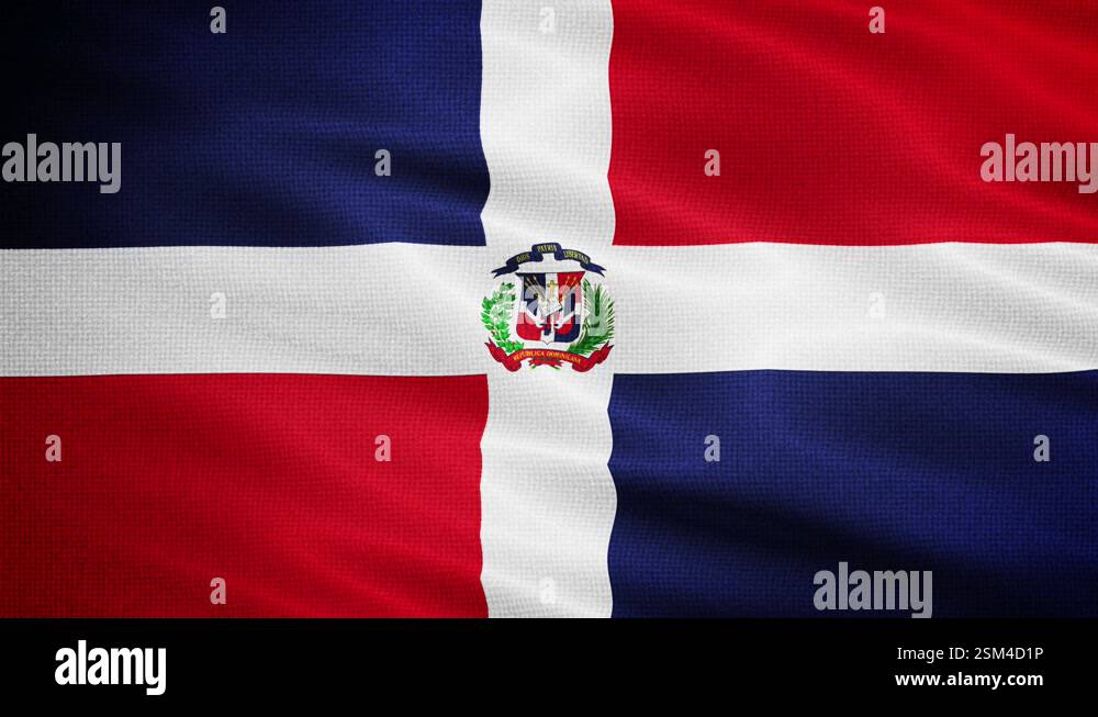 Natural Waving Fabric Texture Of Dominican Republic National Flag ...