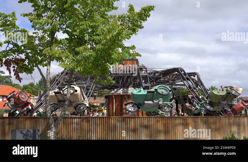Car octopus shaped carousel ride inside Djurs amusement park Denmark ...