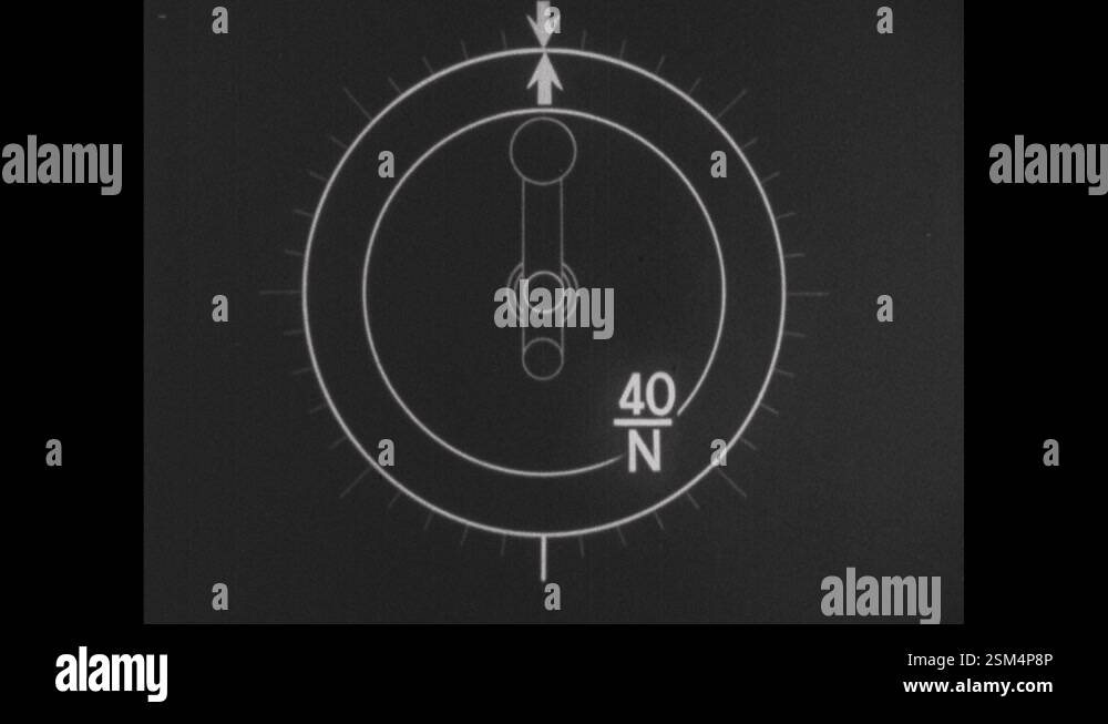 1940s: drawing of concentric circles, arrows and lines around edge ...