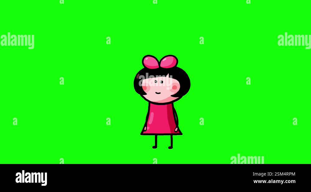 Cartoon pink kid character moves Kasia isolated gestures set two Stock ...