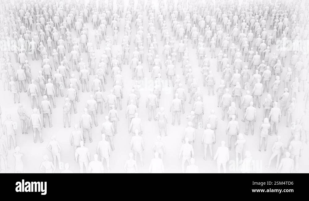 outlined silhouettes of crowd standing idle, 3D animation, animated ...
