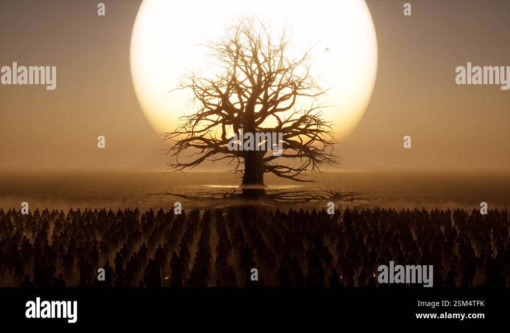 a huge dead tree with many branches on a desert, arid environment, with ...