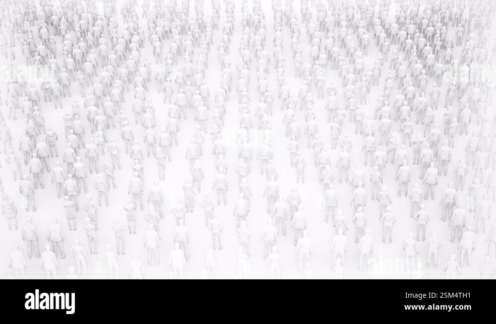 outlined silhouettes of crowd standing idle, 3D animation, animated ...
