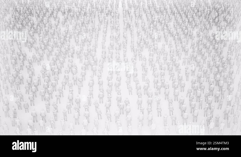 outlined silhouettes of crowd standing idle, 3D animation, animated ...