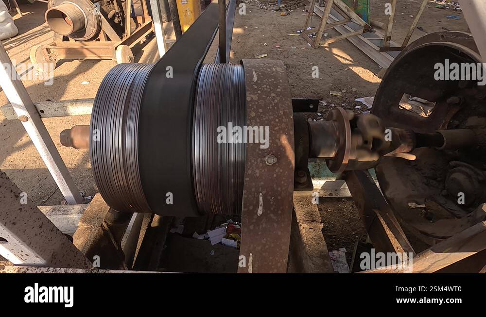 scene of a very old diesel engine running on a belt Stock Video Footage ...