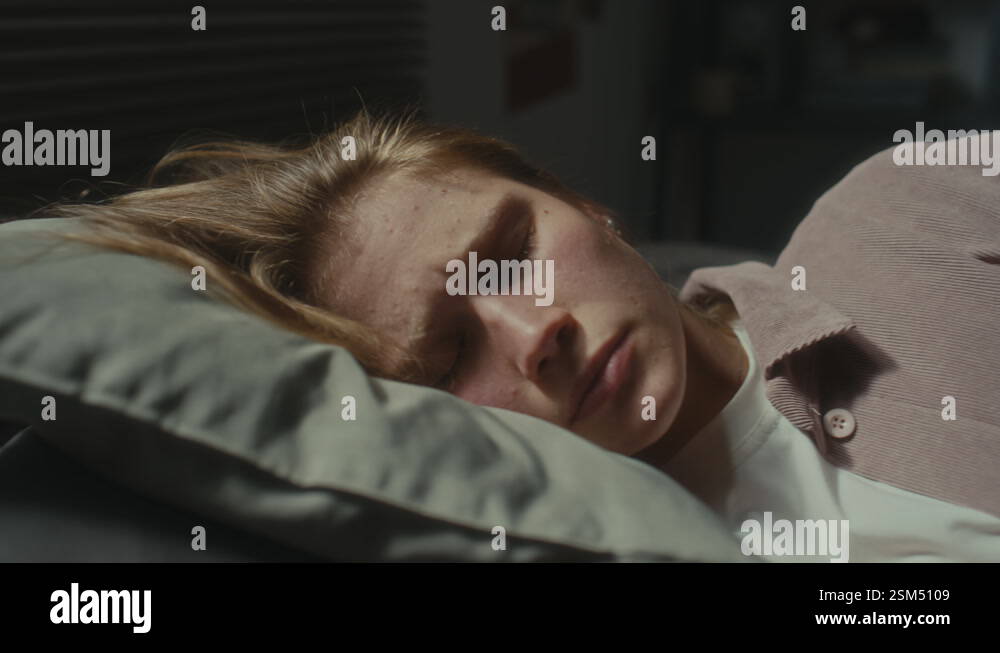 Girl with Emotional Breakdown Crying in Pillow on Bed Stock Video ...