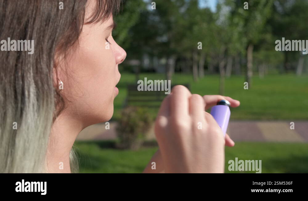 Teen inhalation treatment from allergy Stock Video Footage - Alamy