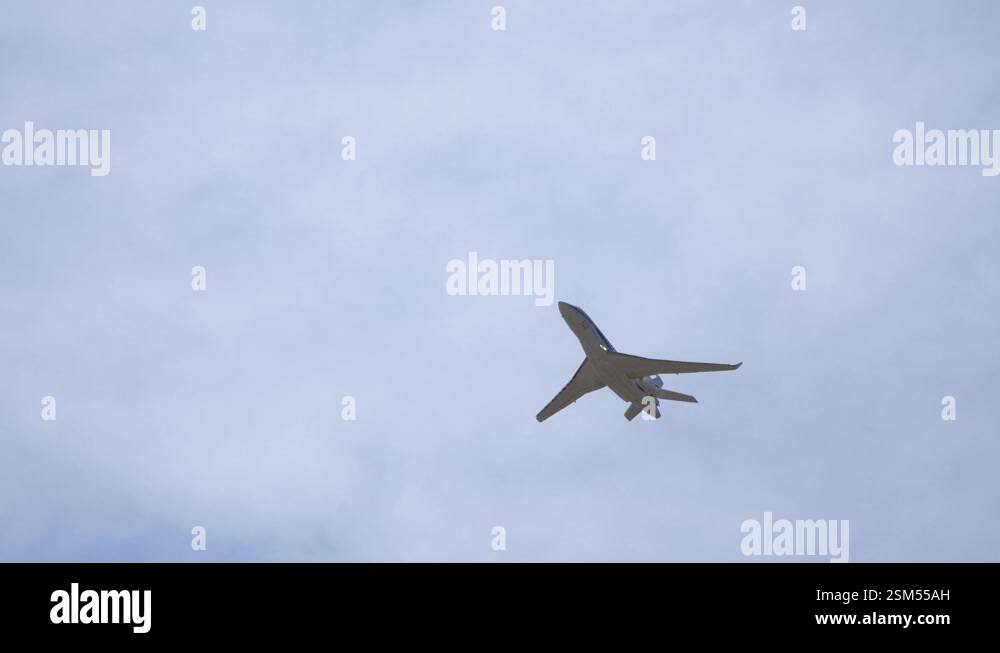 Low Angle Tracking Shot Overflying Private Jet Plane after Takeoff ...