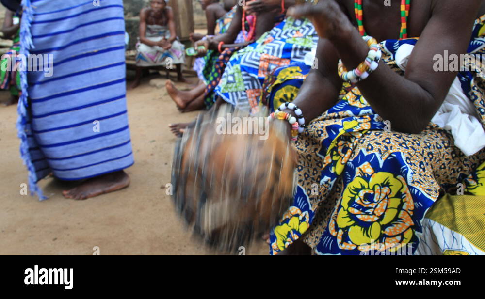 Benin, West Africa, Bopa, women dancing during a traditional voodoo ceremony Stock Video Footage ...