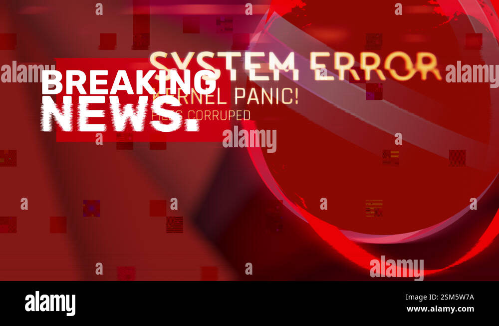 Hacked breaking news intro, system error program on red earth globe ...