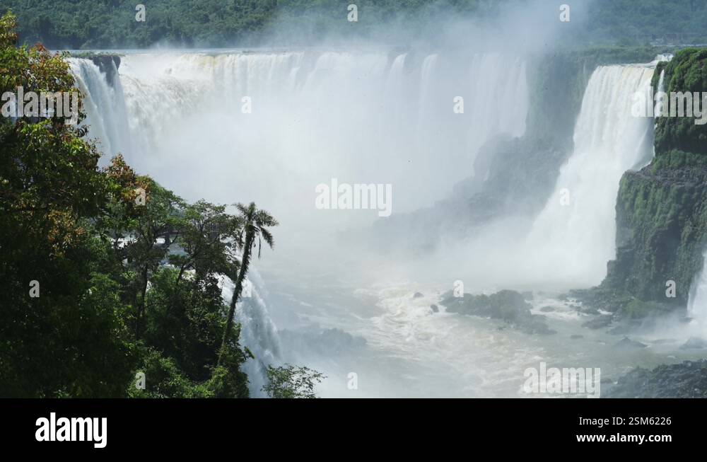 Splashing Water From Aggressive Streams From Cliffs in Iguacu Falls ...