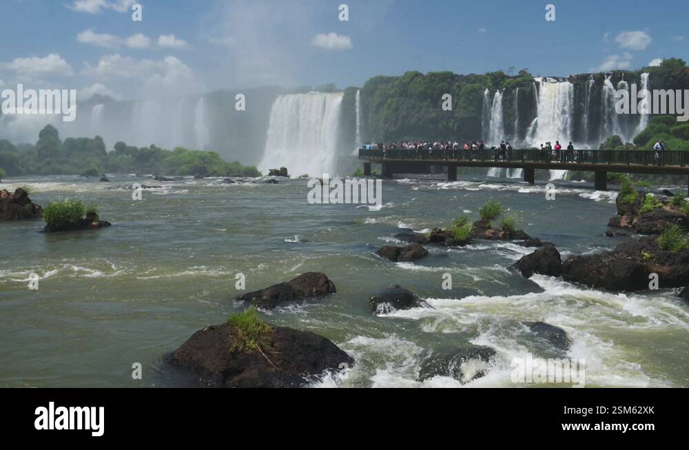 Tourism Destination Overlooking Beautiful Huge Waterfall Landmarks in ...