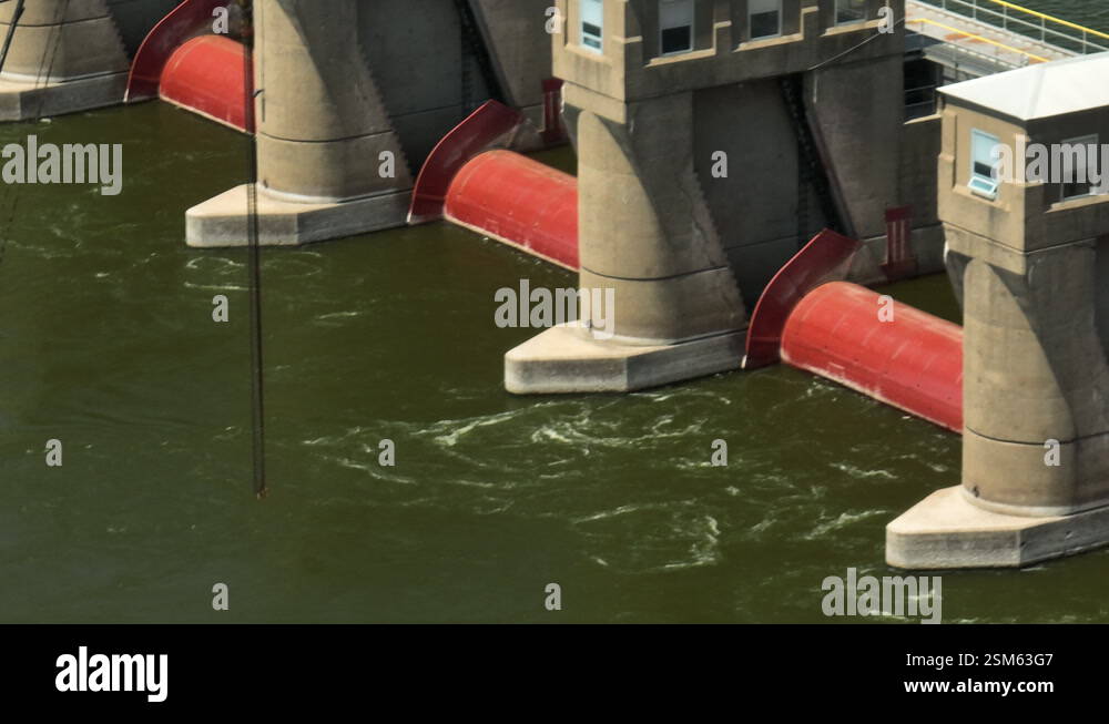 Water Flowing Through Gates Of Lock and Dam Number 4 On Mississippi ...