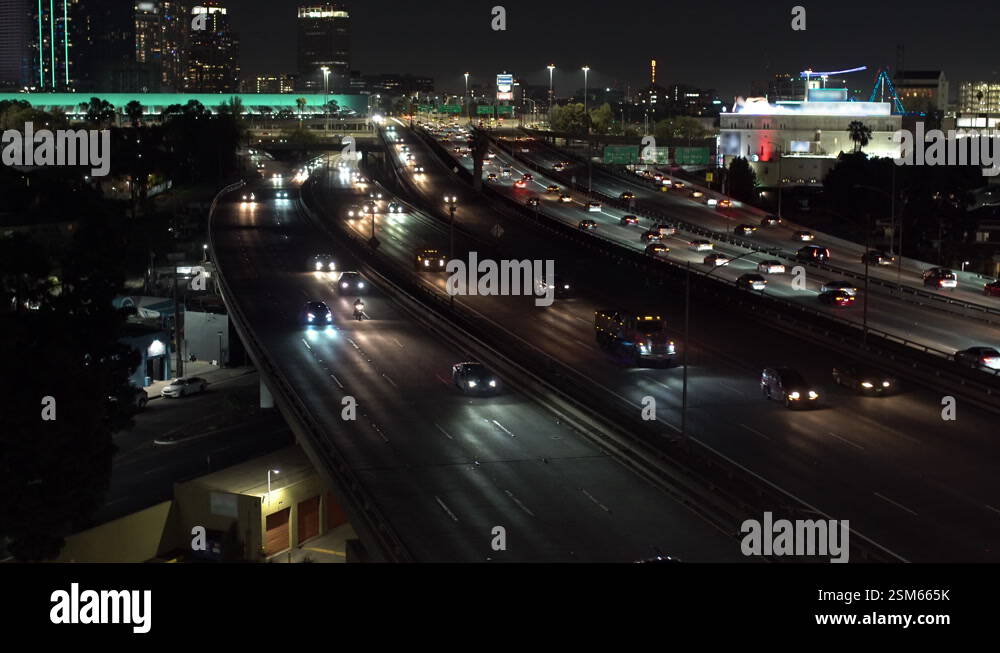 Traffic jam and congestion during rush hour on freeway in Los Angeles ...