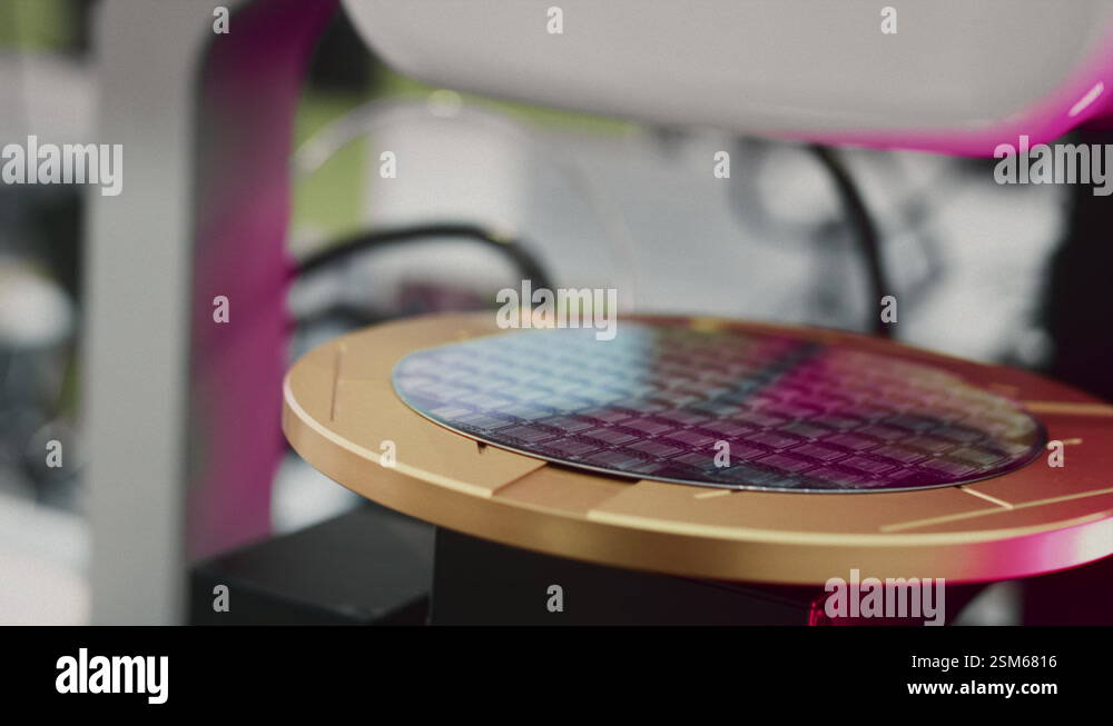 Electronic machine. Silicon Wafer at Advanced Semiconductor Foundry ...