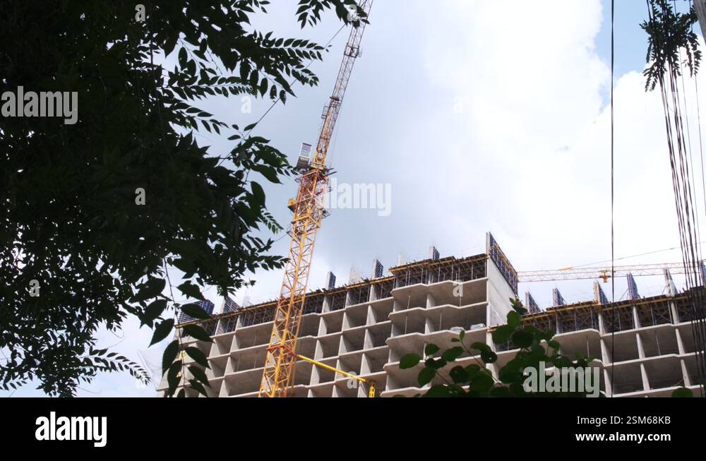 Unfinished building on a construction site. Self-erecting industrial ...
