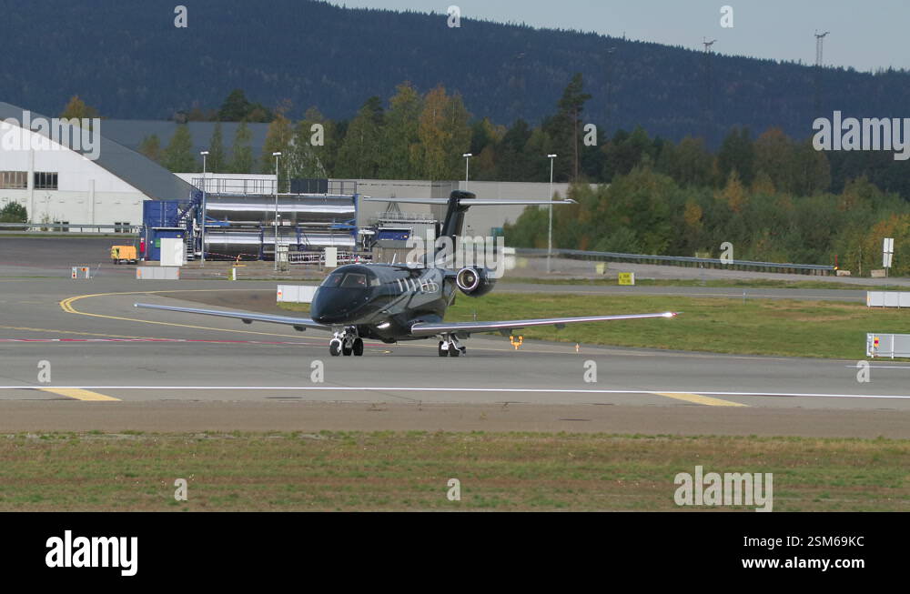 small business jet pilatus pc 24 line up runway oslo airport norway ock ...