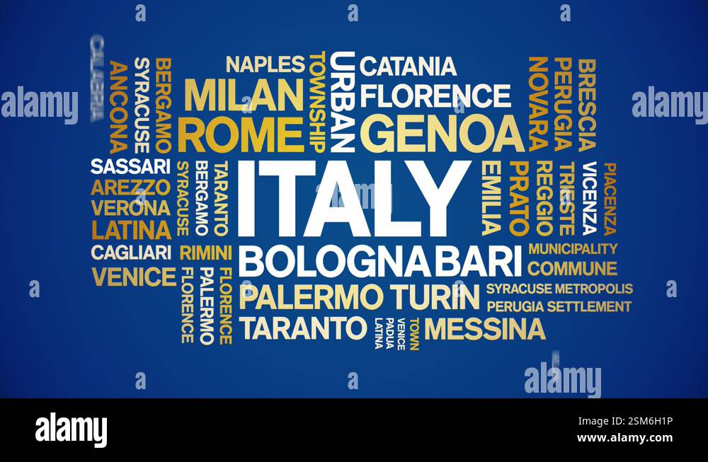 italy animated word cloud,animation Cities kinetic typography seamless ...