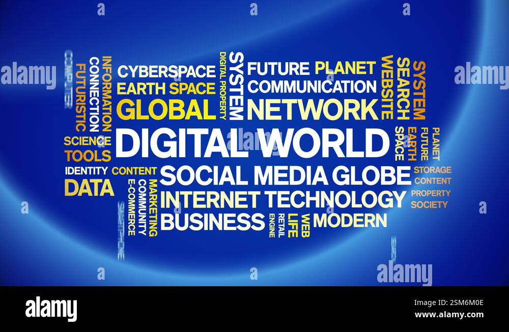 Digital World animated word cloud,animation kinetic typography seamless ...