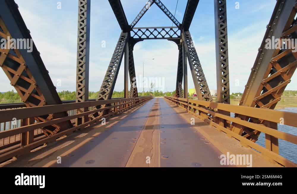 Front view forward driving plate across single lane bridge, Highway 6 ...