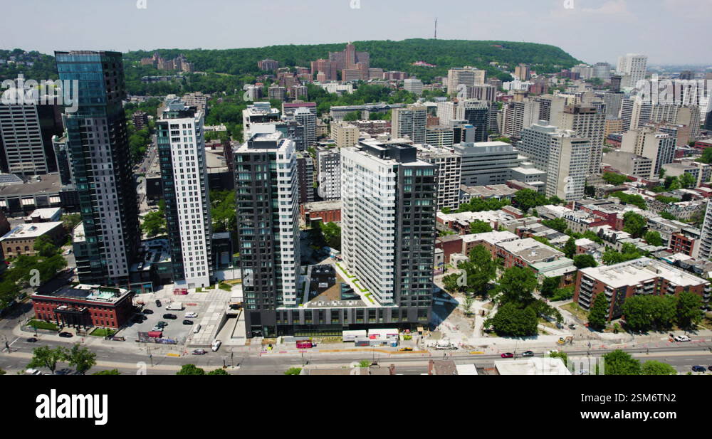 Aerial view around residential towers in the Shaughnessy Village in ...