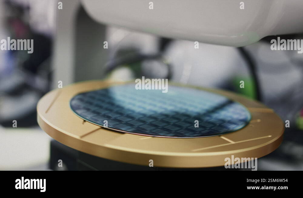 Electronic machine. Silicon Wafer at Advanced Semiconductor Foundry ...