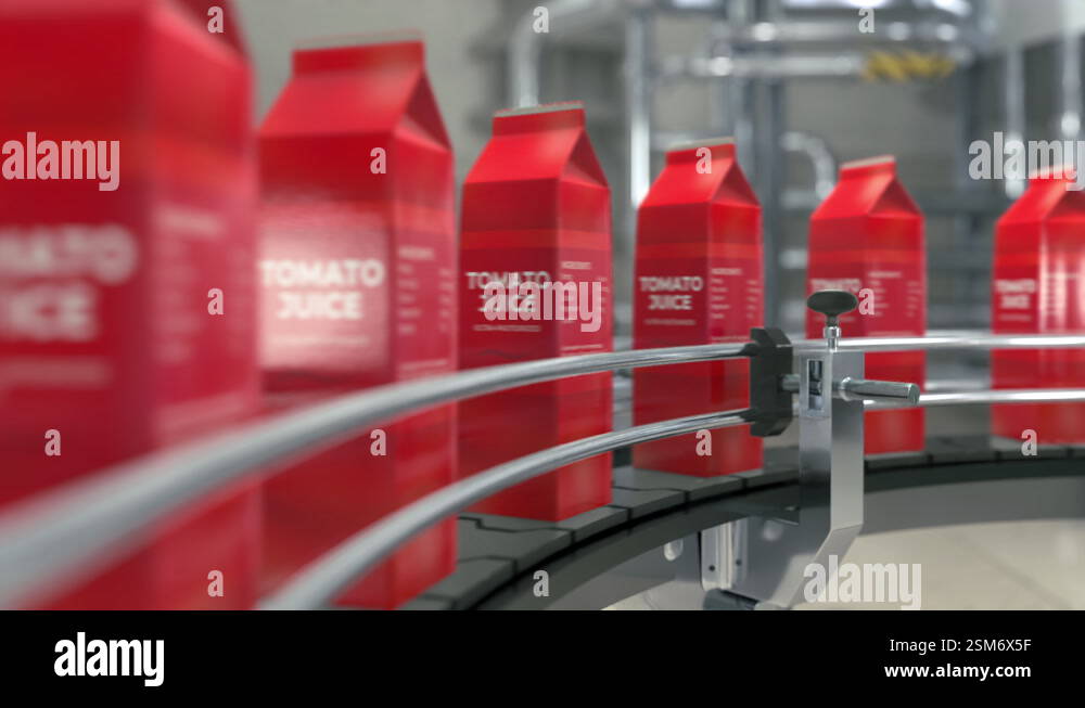 Distribution mechanism transporting the tomato juice beverage product ...