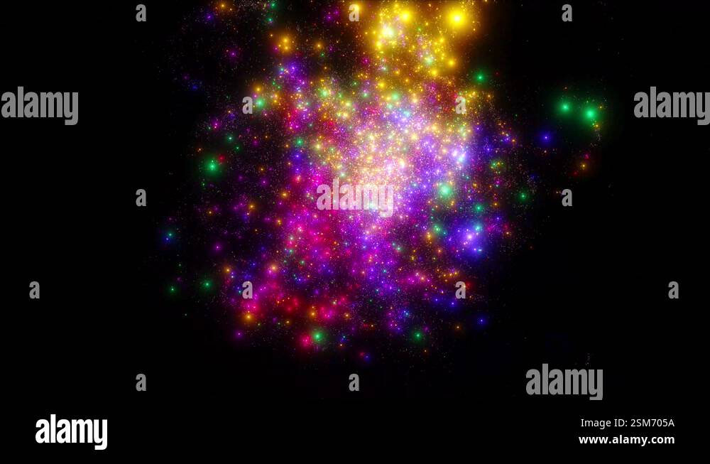 Abstract background 3D animation shiny particles and objects flow in ...
