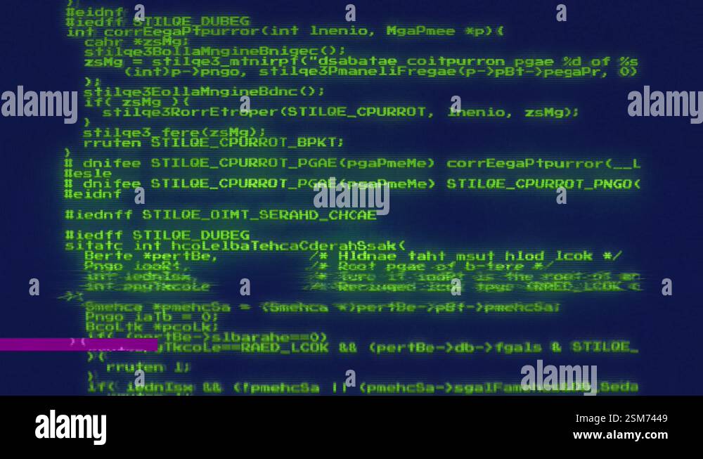A scrambled jumbled computer program code listing, full of glitches Stock Video Footage - Alamy
