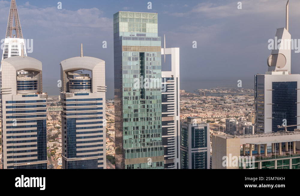 Skyline view of the high-rise towers on Sheikh Zayed Road in Dubai ...