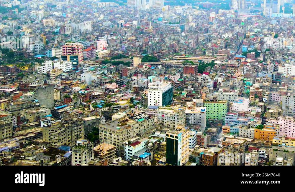 Densely Populated Urban Megacity Of Dhaka In Bangladesh. aerial Stock ...
