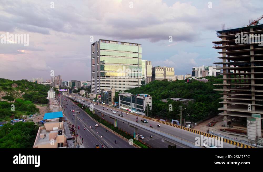 Biodiversity Flyover and buildings in raidurgam, hyderabad , telangana ...