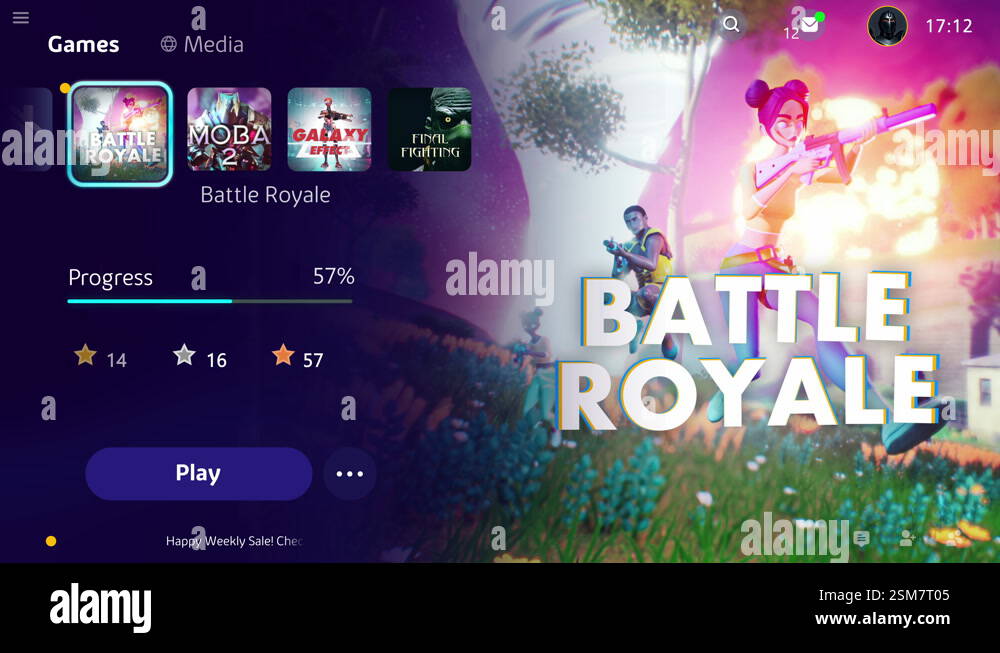 Starting the new sci-fi shooter game from the console launcher app menu ...