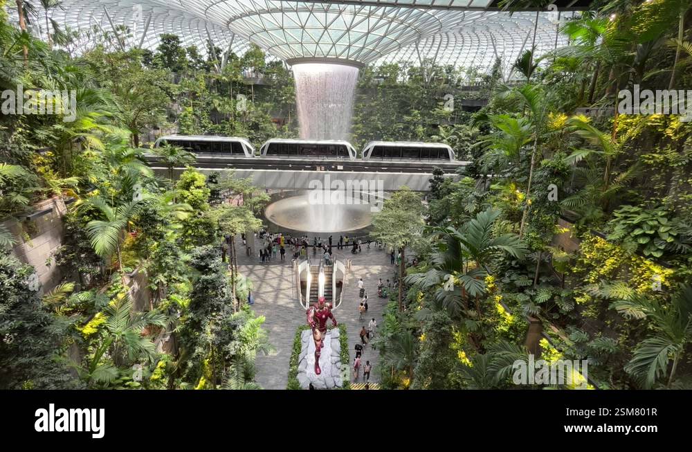 Singapore: Changi Airport Jewel terminal Forest Valley indoor waterfall ...